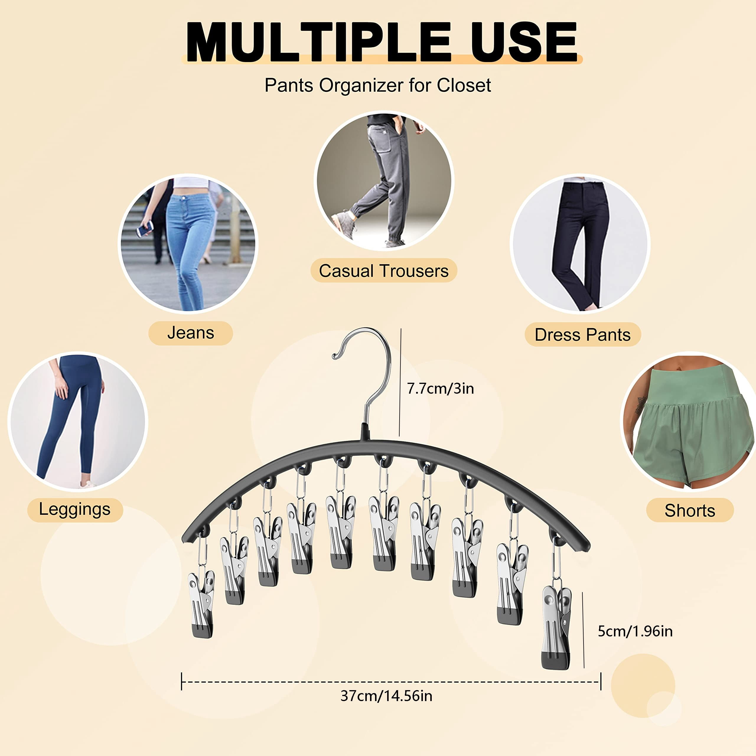 1pc Curved Shape Hanger, Metal Yoga Pants Hangers, Organizer For Closet ...