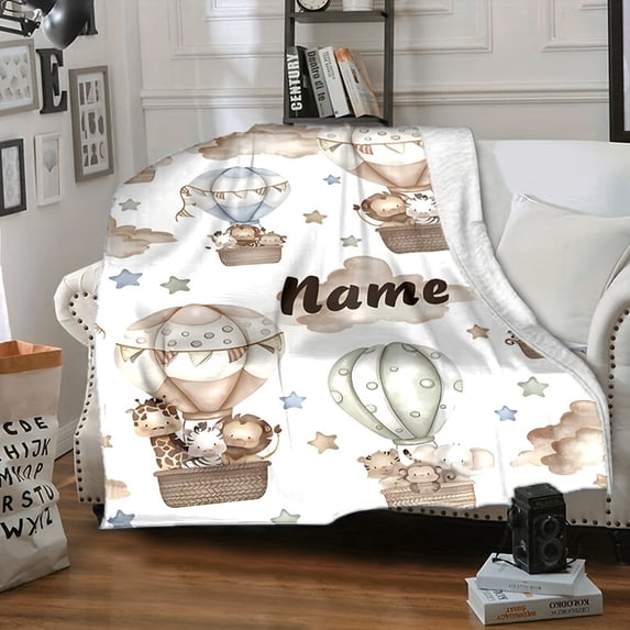 1pc Custom Name Personalized Blanket With Animal Balloon Graphics ...