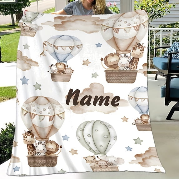 1pc Custom Name Personalized Blanket With Animal Balloon Graphics ...