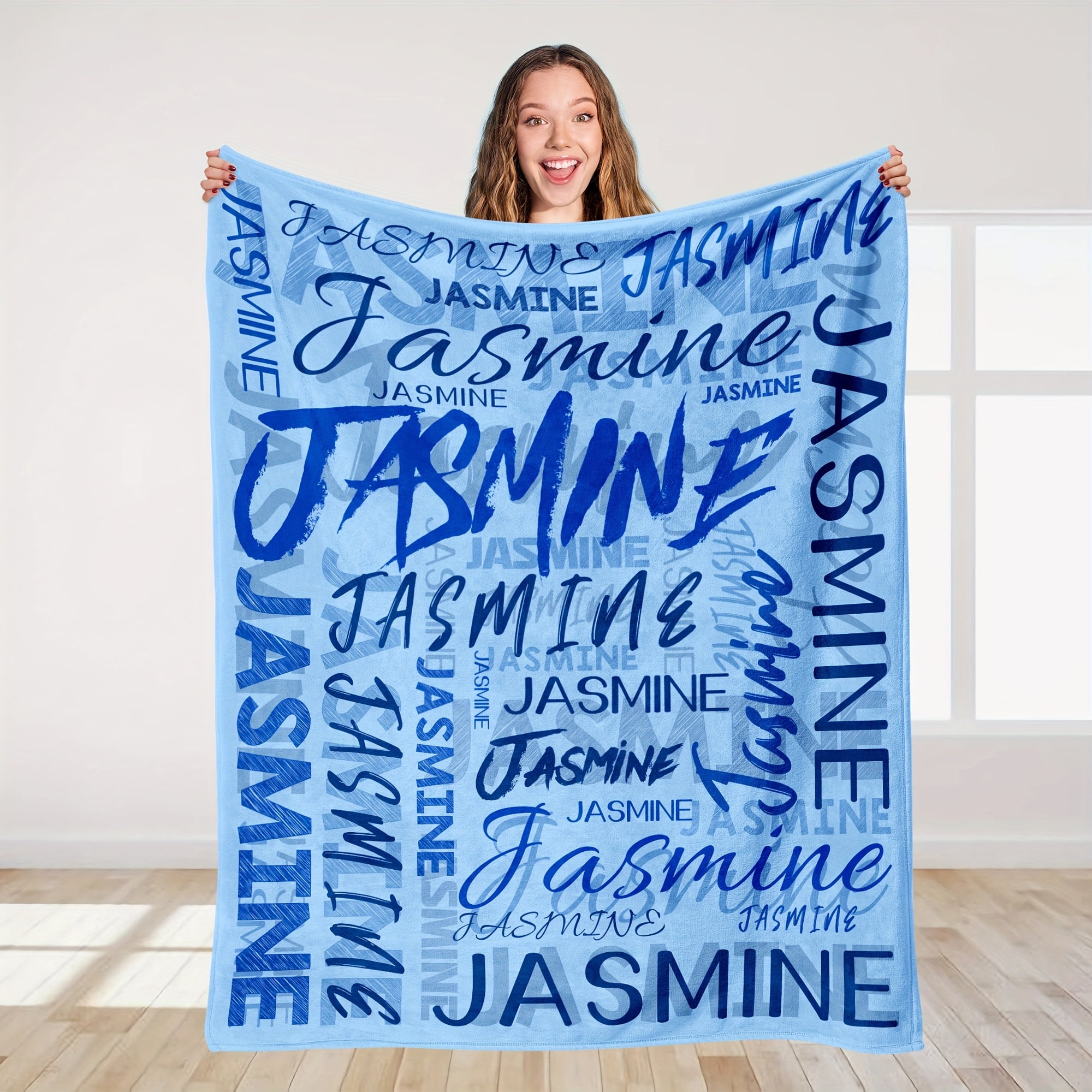 1pc Custom Name Personalized Polyester Throw Blanket - Soft Cozy ...