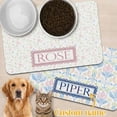 1pc Customizable Floral Pet Feeding Mat, Personalized Name Absorbent ...