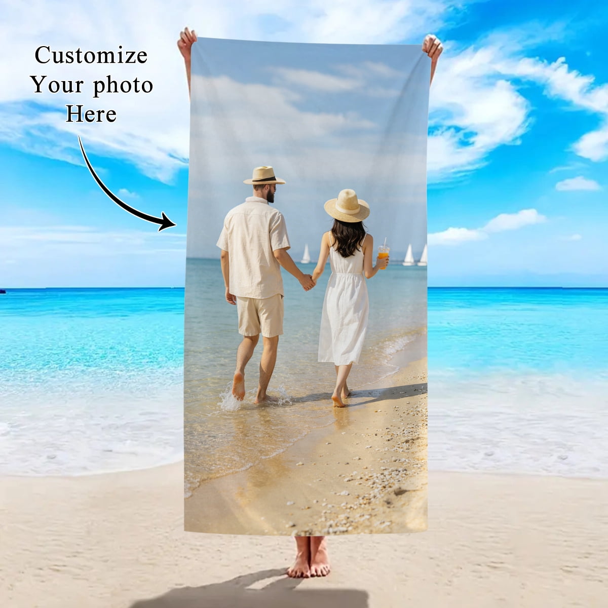 1pc Customized beach towels for photos, personalized photos, wedding ...
