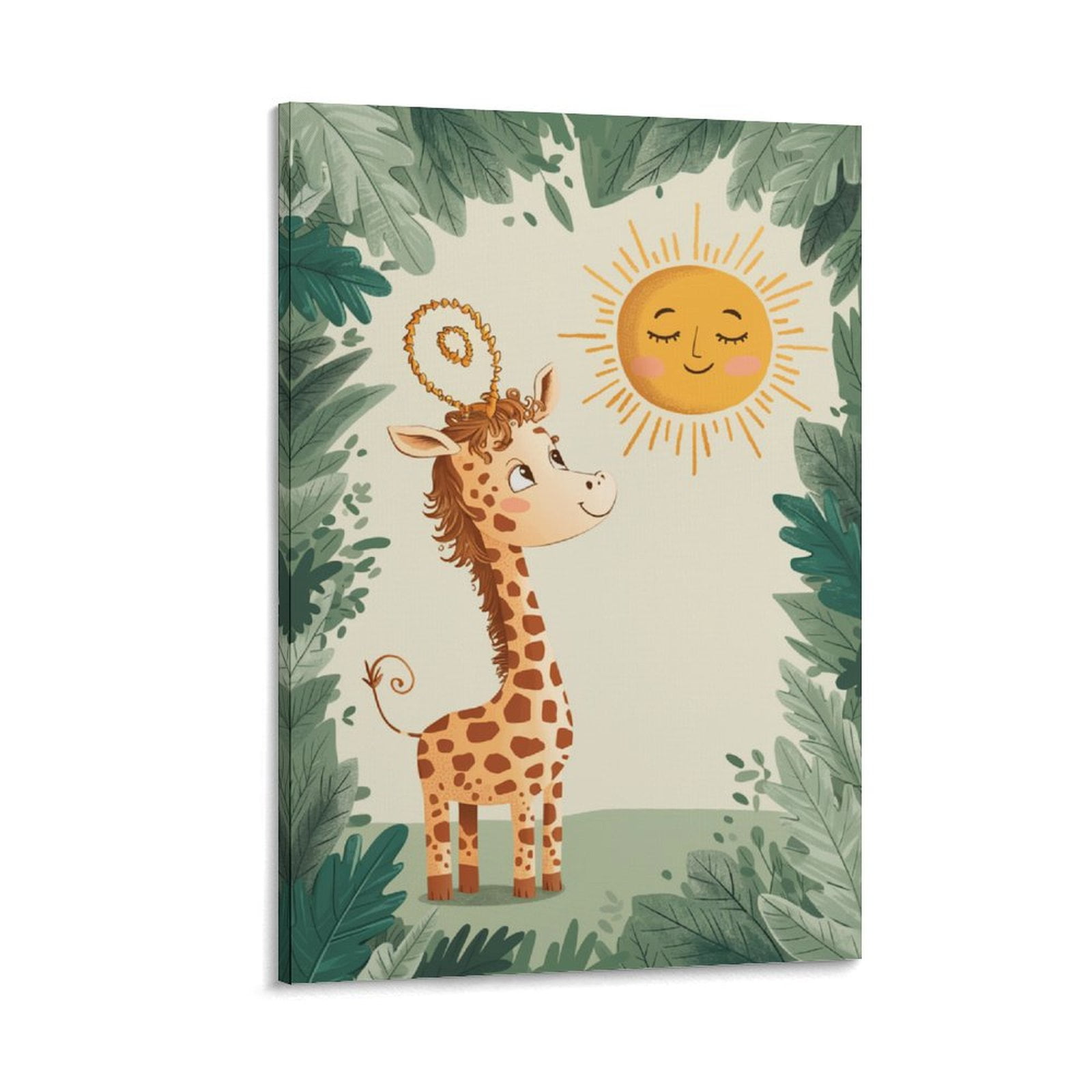 1pc Cute Boho Giraffe with Jungle Leaves And Sun 7 Pictures Print Wall ...
