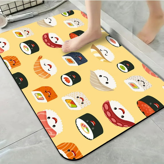 1pc Cute Sushi Characters Pattern Bathroom Rug Bathroom Decor and ...