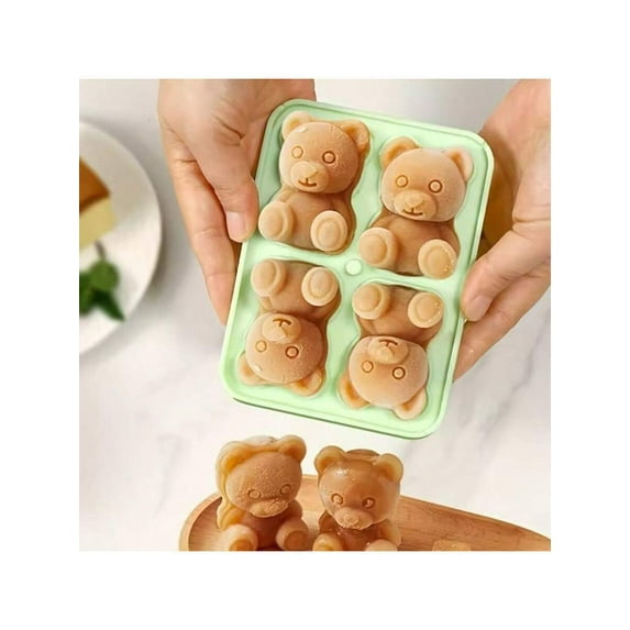 1pc Cute Teddy Bear Ice Cube Tray Flexible Silicone Ice Cube Mold Ice ...