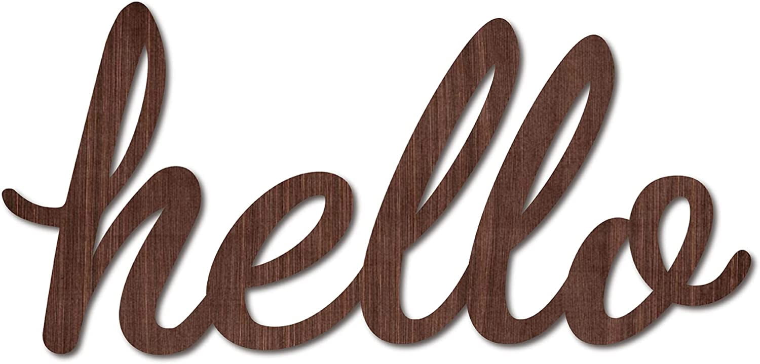 1pc Cutout Sign Hello Signs Wooden Wall Art Decor Wood Word Sculpture ...