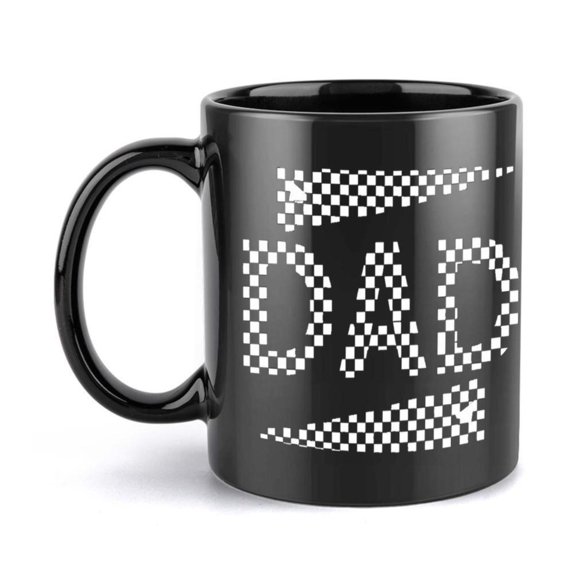 1pc DAD Checkered Ceramic Coffee Mug 11oz Black Cup with White Text ...