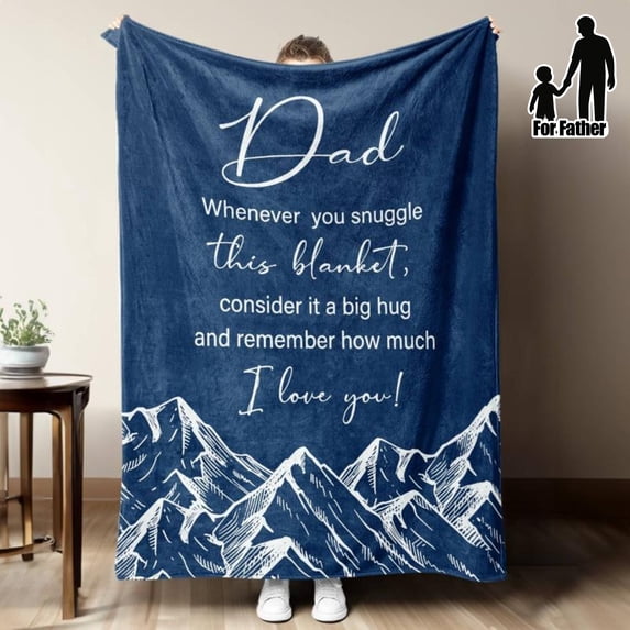 1pc Dad'S Gift Blanket from Daughter and Son Soft Flannel with Heart ...