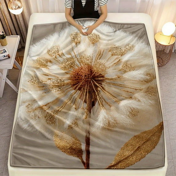 1pc Dandelion-Themed Throw Blanket with Soft Flannel Fabric - Digital ...