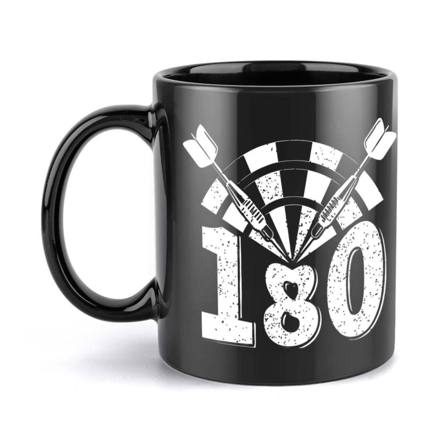 1pc Darts 11oz Ceramic Coffee Mug Black with White Darts Score Design ...
