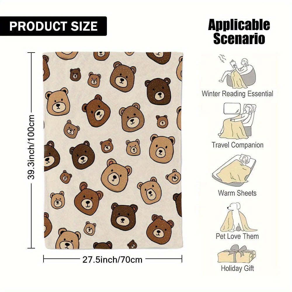 1pc Decorative Cute Faces_00004 Print Flannel Throw – Soft Fabric for ...