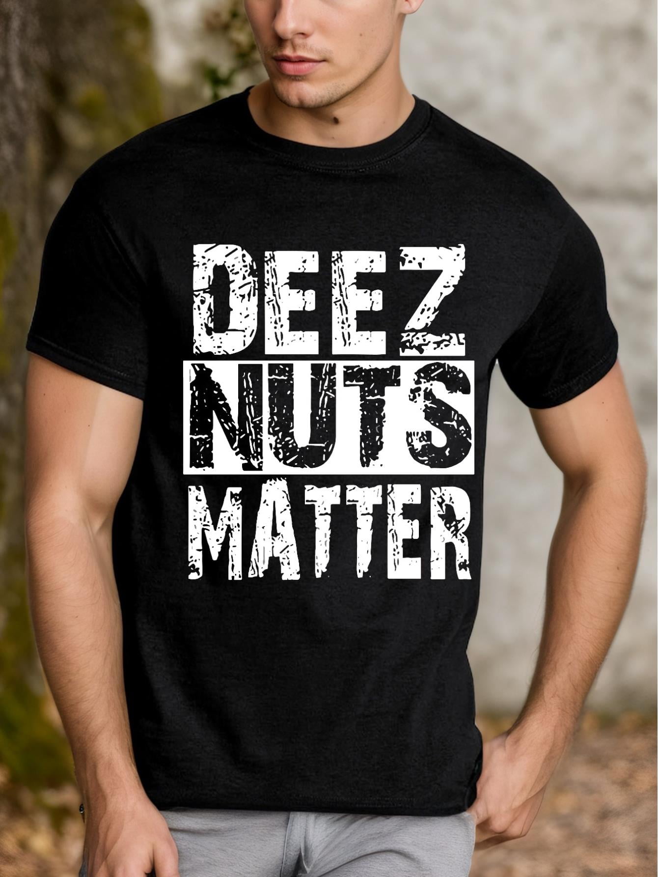 1pc Deez Nuts Funny Graphic Tee, Men'S Casual Cotton T-Shirt with ...