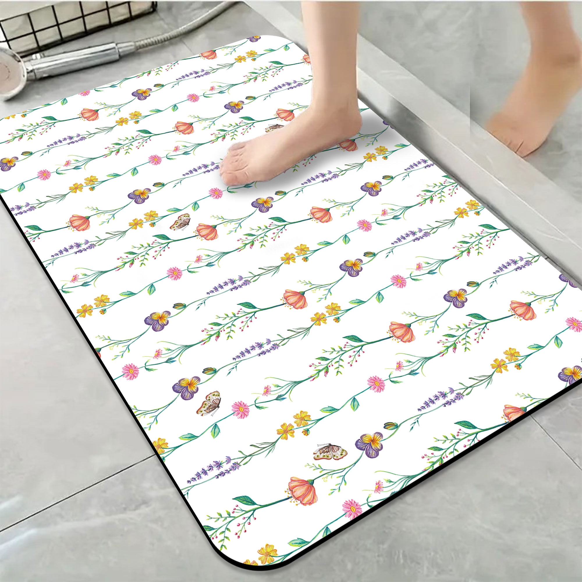 1pc Delicate Flowering Vines Bathroom Rug Bathroom Decor and ...