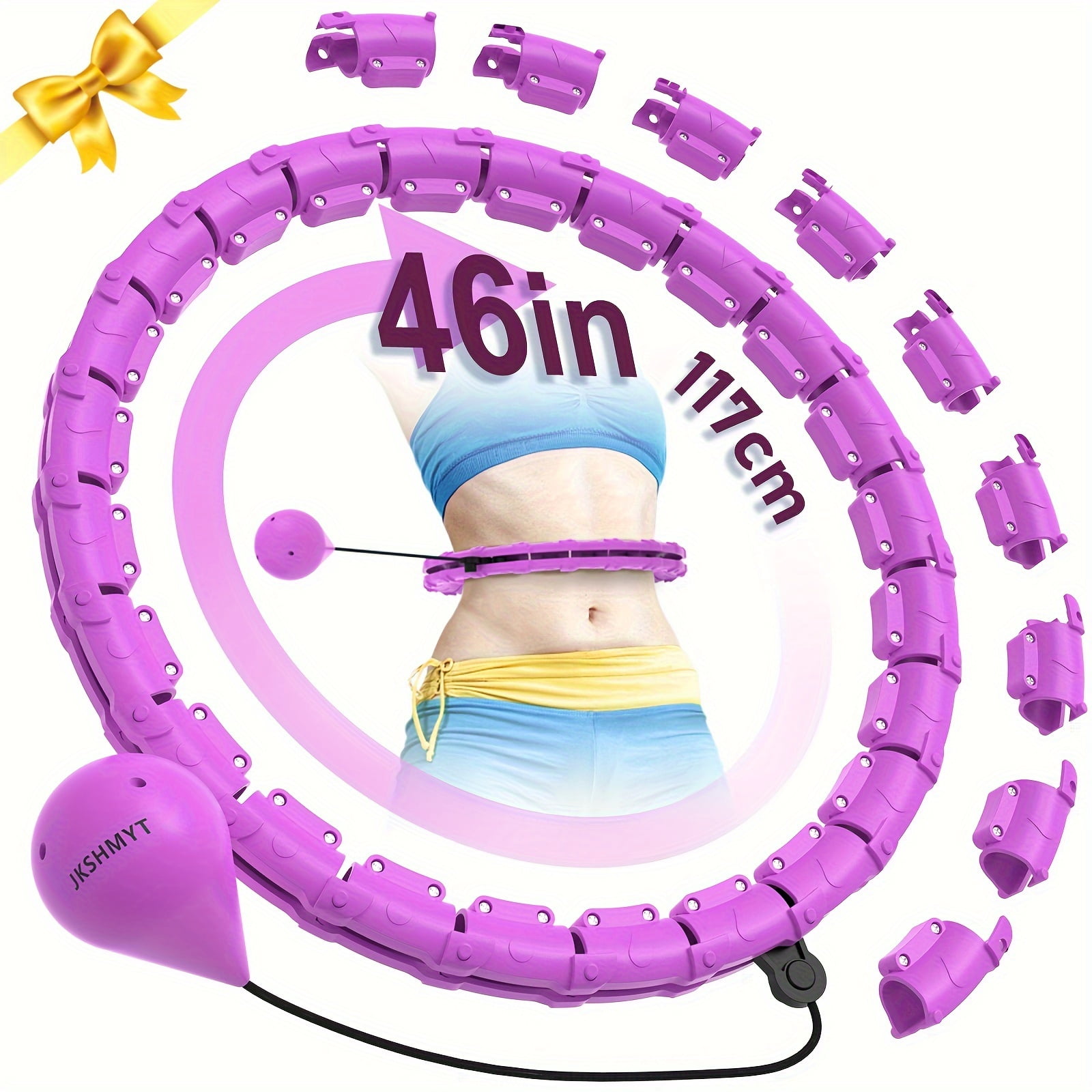 1pc Detachable 24 Sections Fitness Hoop With Solid Ball, 47in/120cm ...