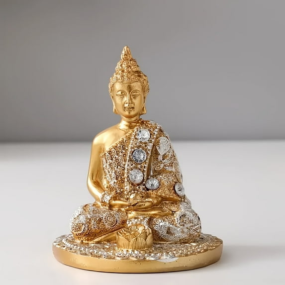 1pc Diamond-mounted Buddha Statue Incense Burner Ornament for Tea Room ...