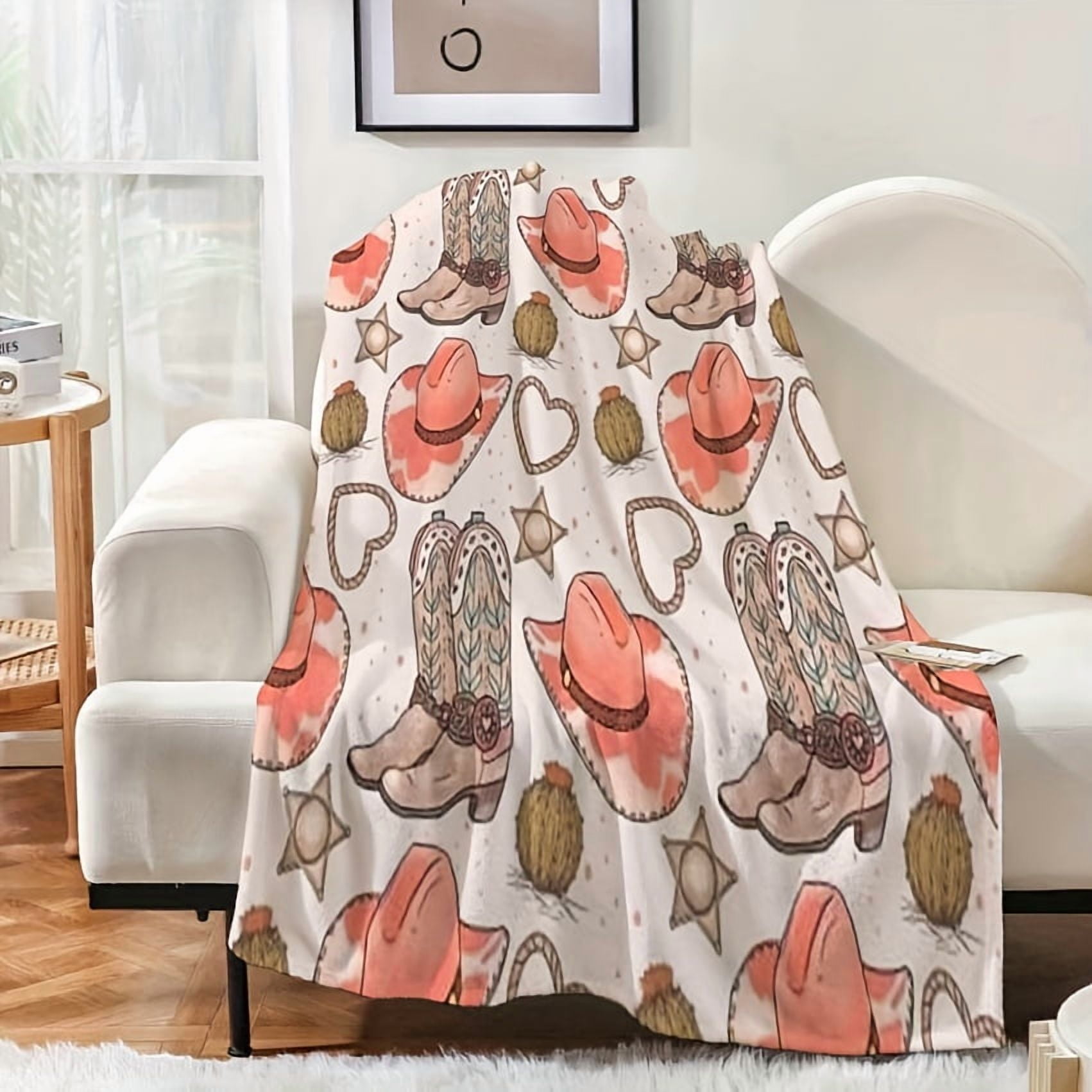 1pc Digital Printed Blanket Cowboy Hat Movie Viewing Blanket Christmas ...