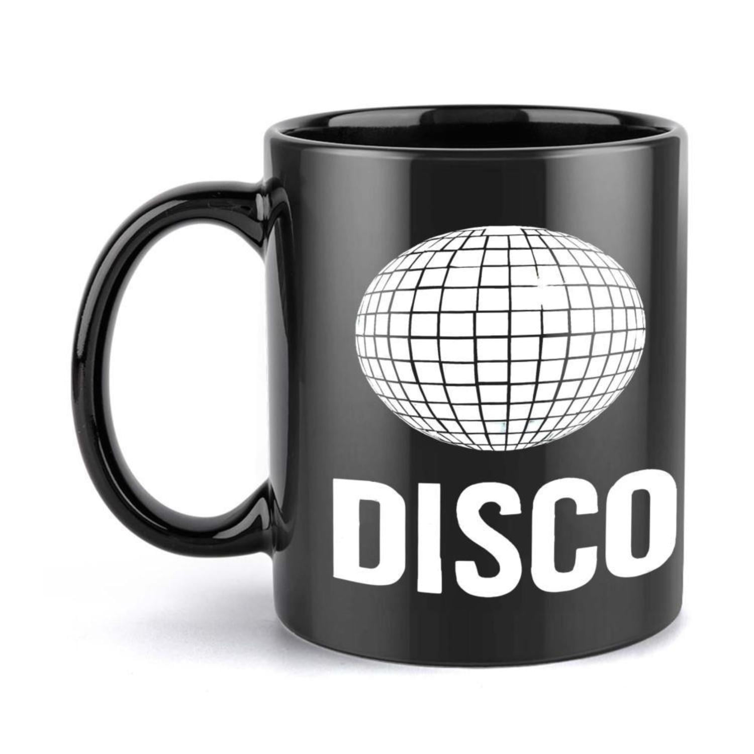 1pc Disco Mug with Disco Ball Design Black Coffee Cup with Bold DISCO ...