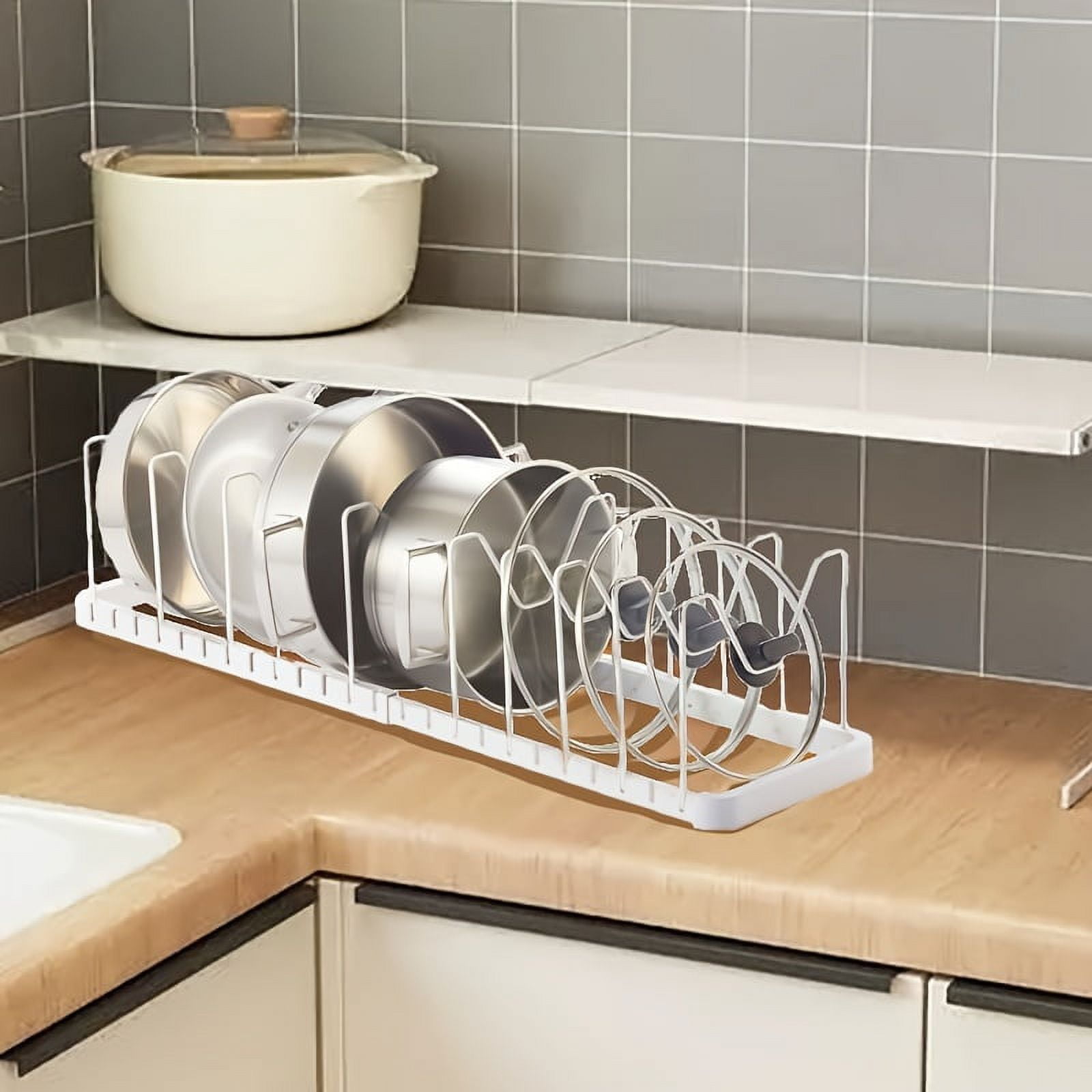 1pc Dish Rack, Countertop Telescopic Pot Lid Storage Holder, Multi ...