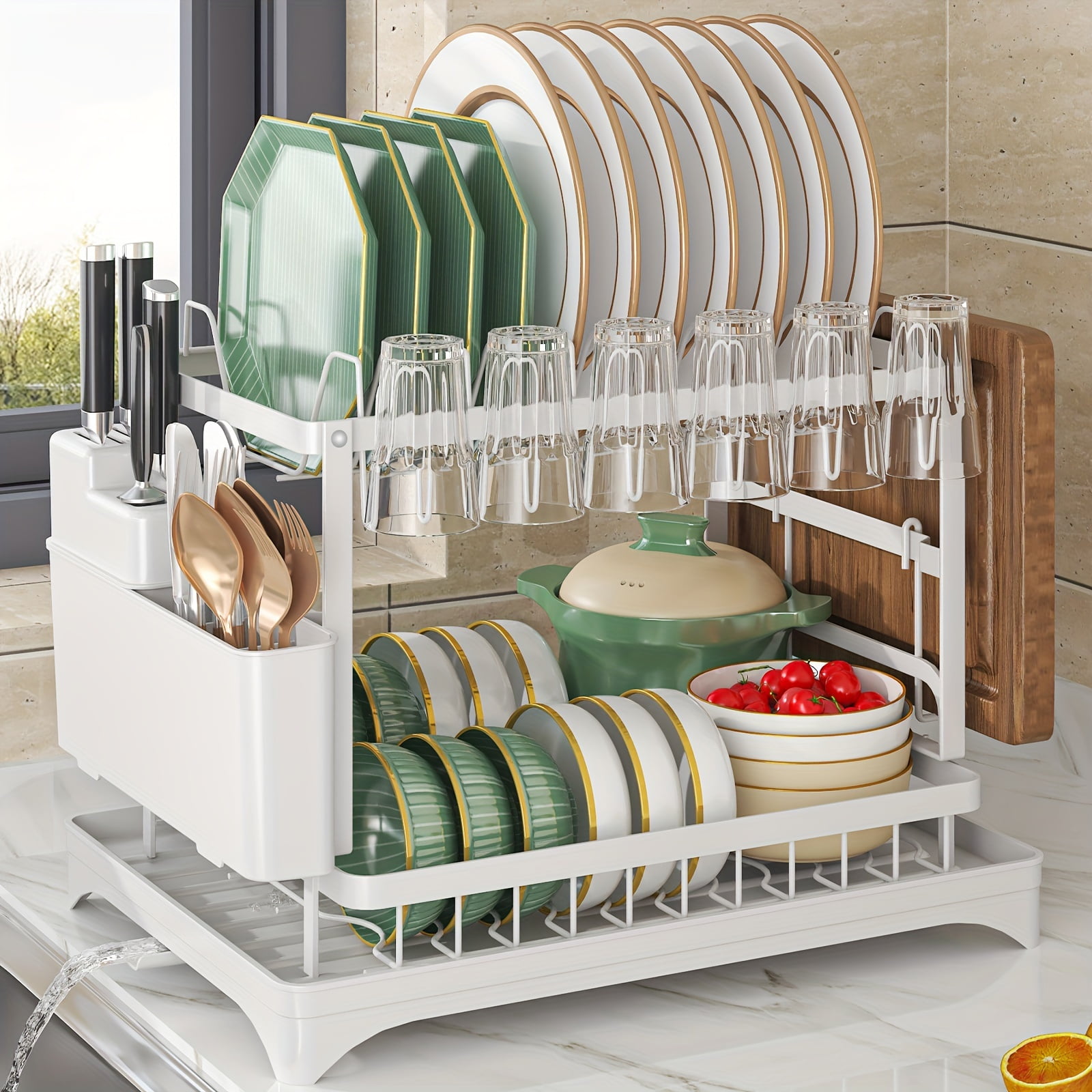 1pc Dish Rack, Double Layers Space-saving Dish Drying Rack With ...