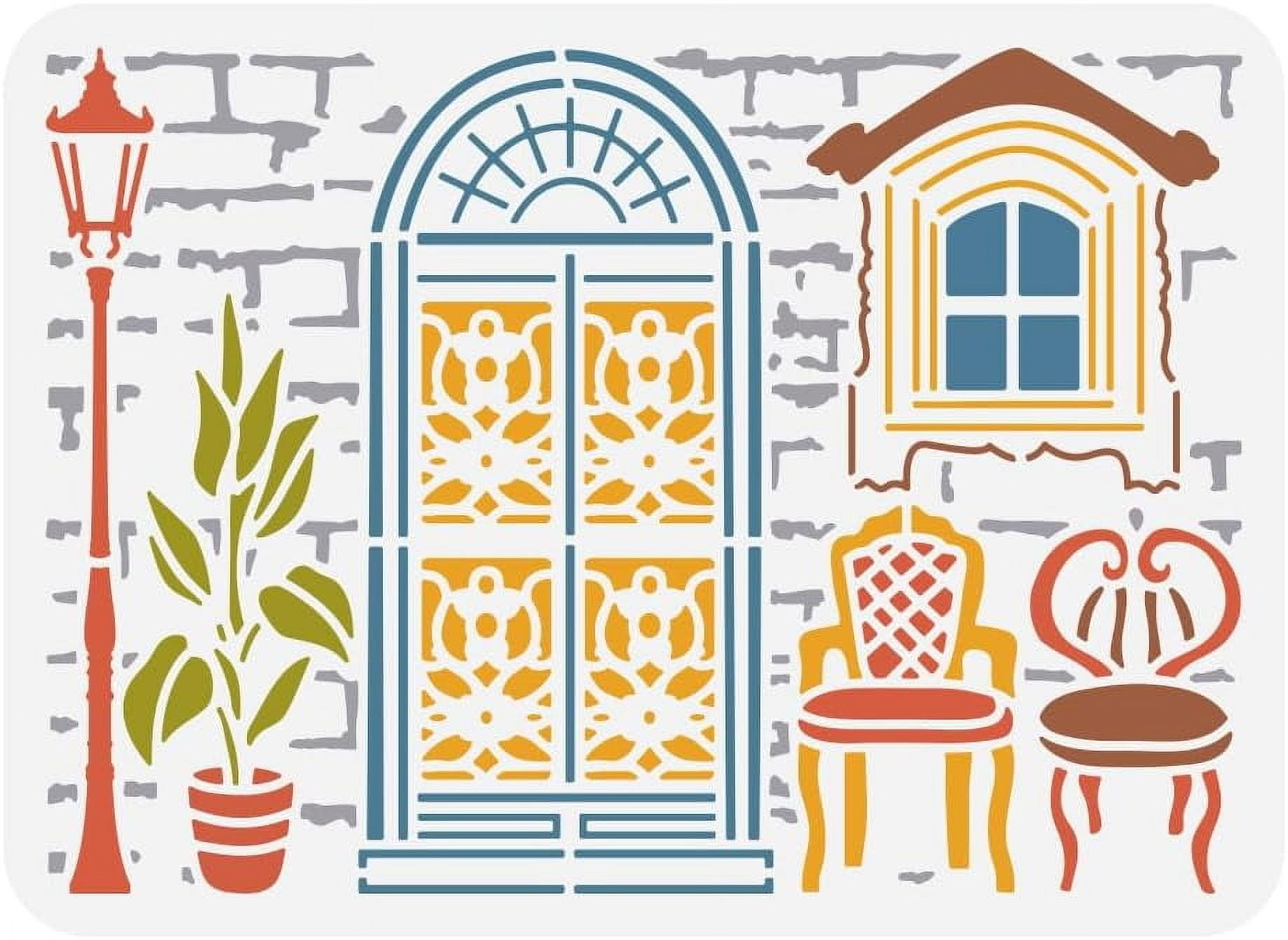 1pc Door and Window Stencil for Painting 8.3x11.7inch Large Street ...