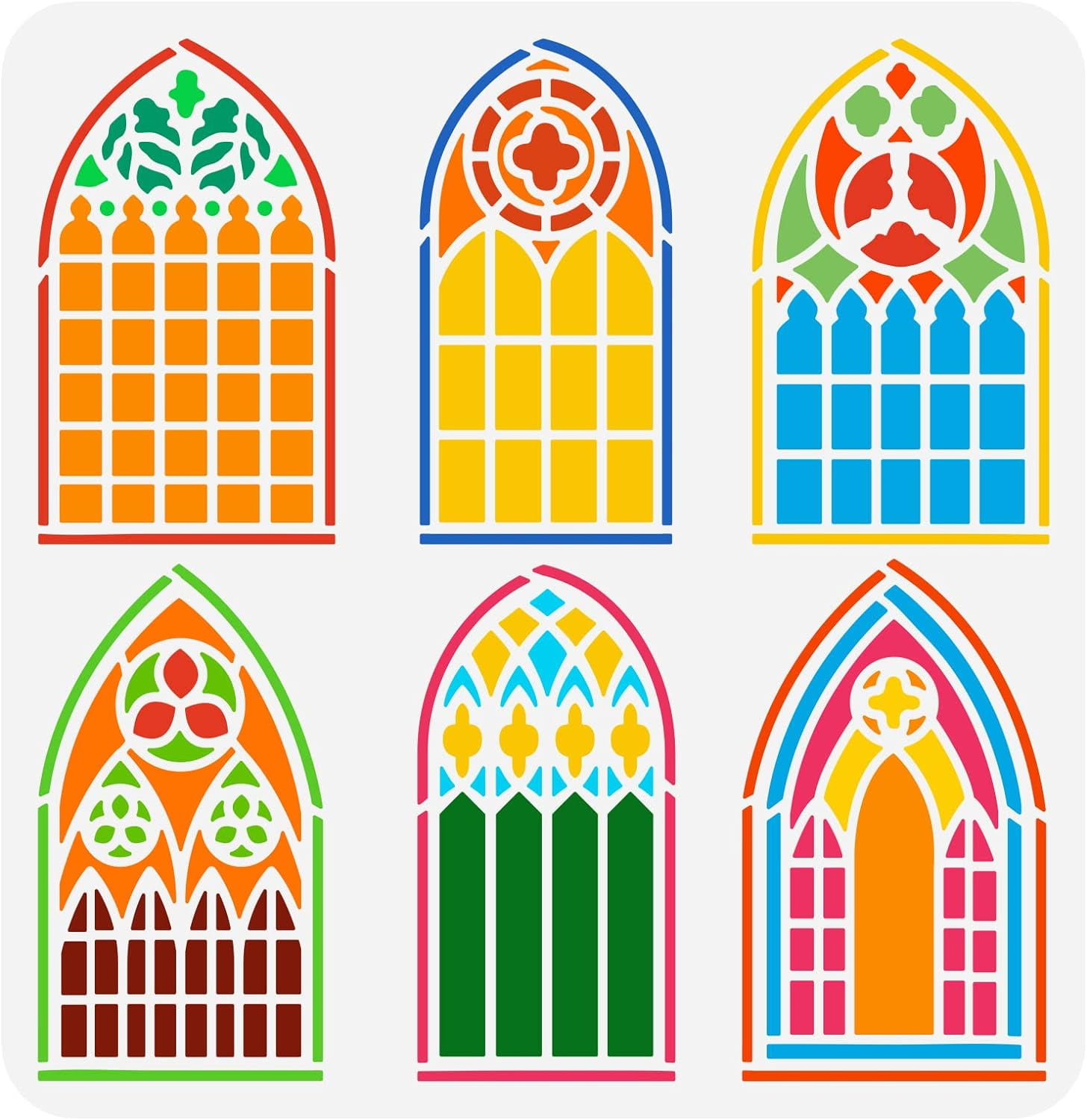 1pc Doors and Windows Stencil 11.8x11.8 inch Vintage Arch Stencil ...