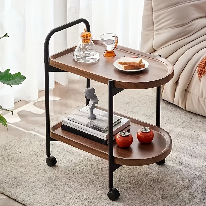 1pc Double Layer End Table, Metal Frame Side Table Nightstand, 2-Tier ...