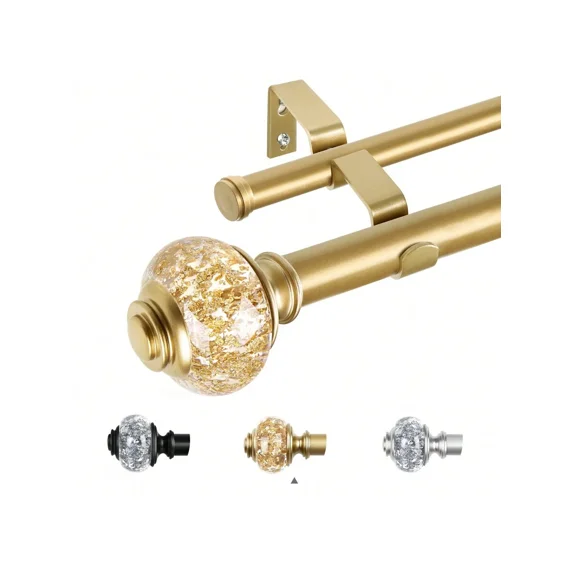 1pc Double Long Curtain Rods, 1 Inch Curtain Rod For Windows ...