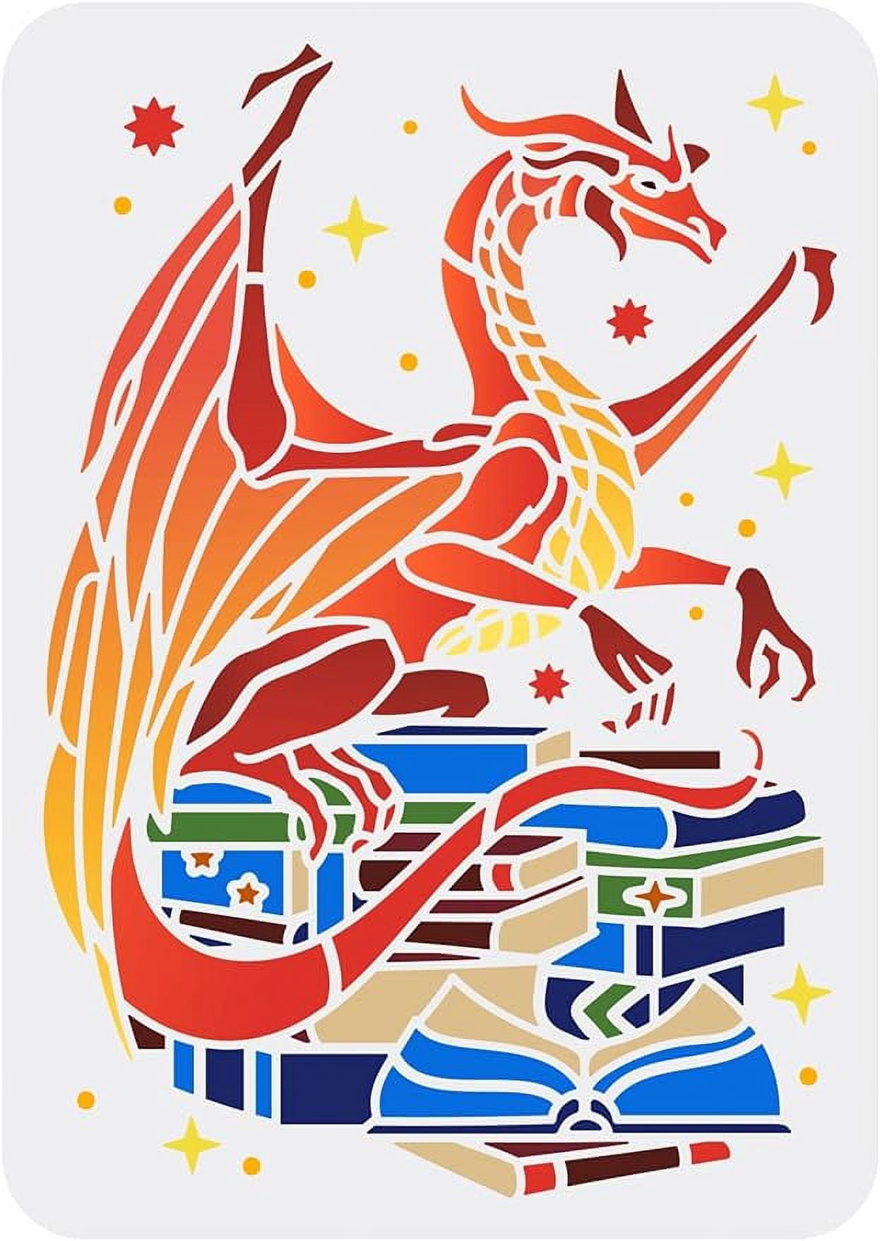 1pc Dragon Stencil Template Plastic Pterosaur Drawing Template Reusable ...