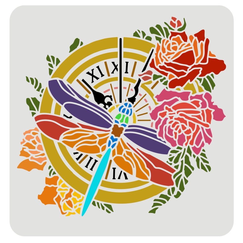 1pc Dragonfly Clock Stencil 30x30cm Large Clock Stencil Template with ...