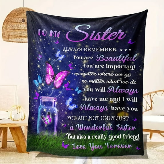 1pc Dreamy Butterfly Print Envelope Blanket, To My Sister Blanket, Soft ...