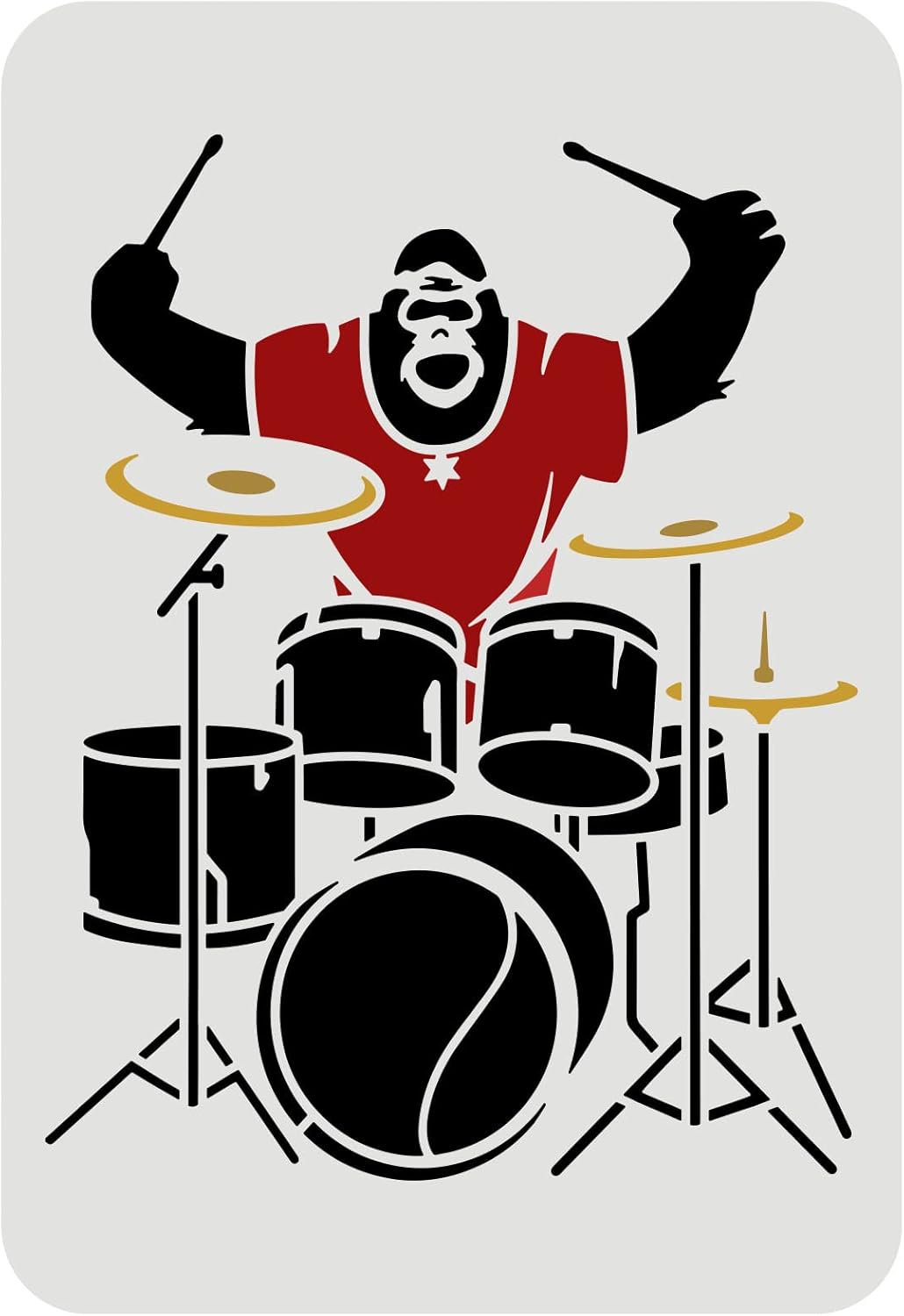 1pc Drum set Stencil 29.7x21cm Gorilla Stencil Plastic Gorilla Playing ...
