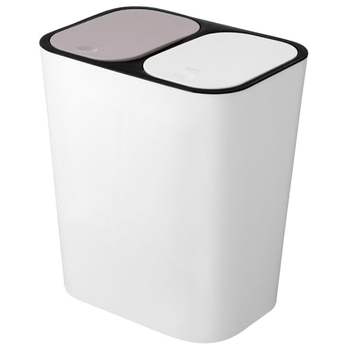 Dual Trash Can, 2 Compartment Kitchen Garbage Can Plastic Dry and Wet ...