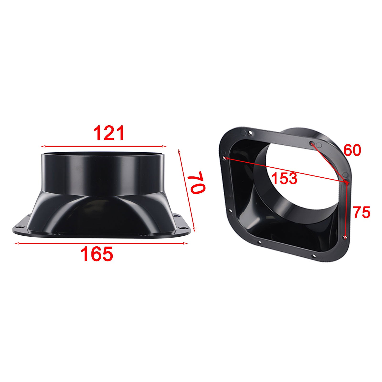 1pc Duct Connector Square Flange 100-300mm ABS Plastic Pipe Flange Tube ...