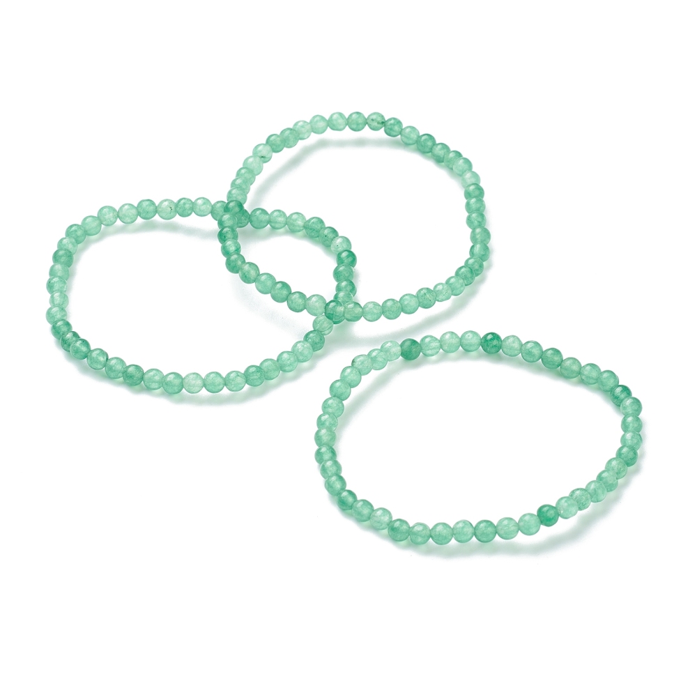 1pc Dyed Natural Jade Beaded Stretch Bracelets Imitation Green ...