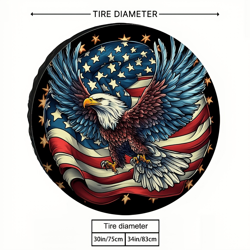1pc Eagle American Flag Tire Cover - Durable Outdoor Fabric, Fit for ...