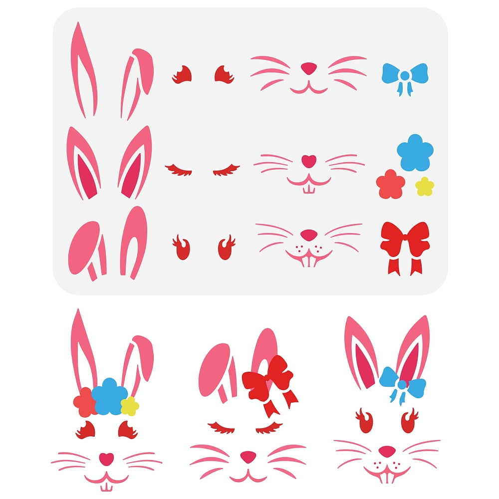 1pc Easter Bunny Face Stencil Reusable Cute Rabbit Eye and Ear Drawing ...
