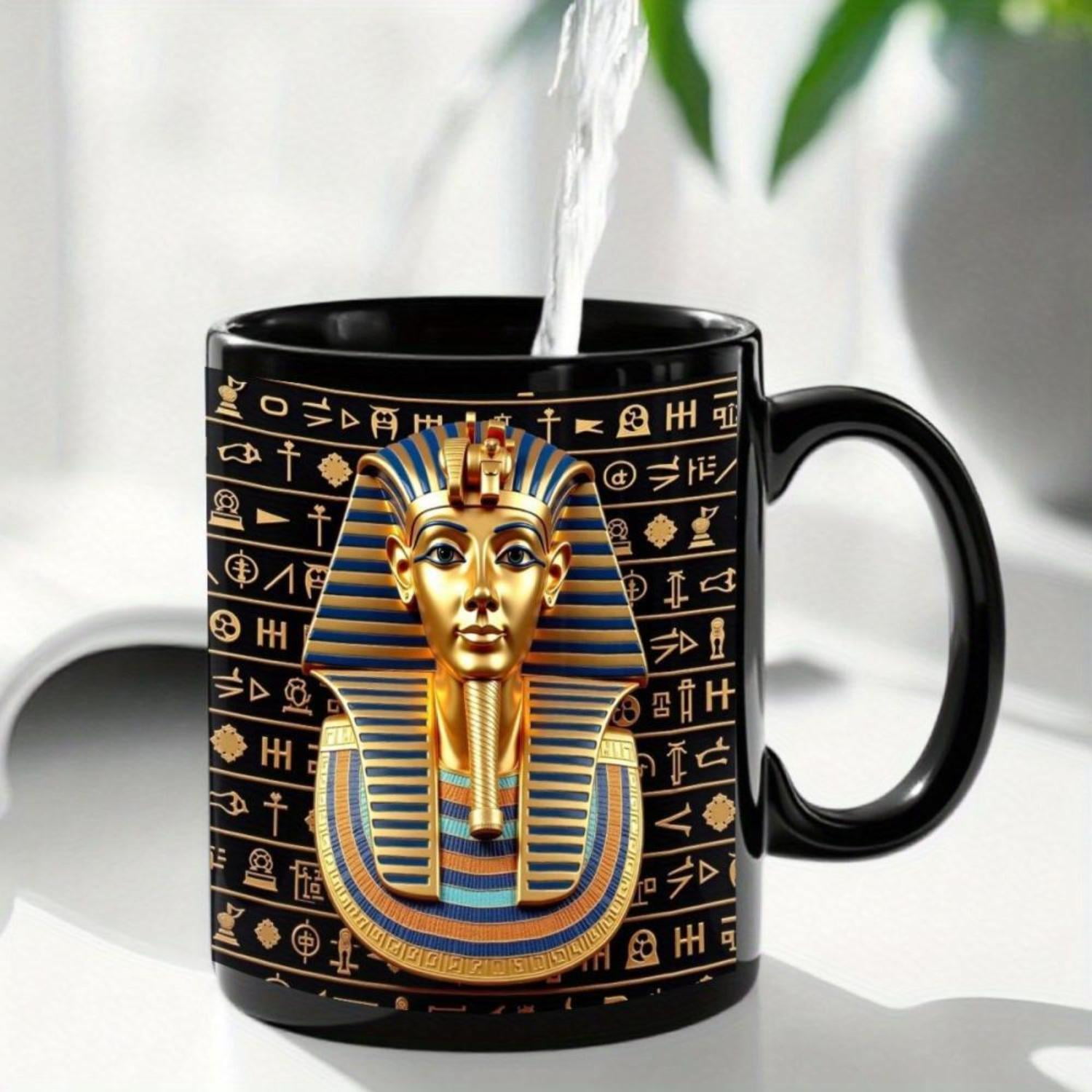 1pc Egyptian Pharaoh Tutankhamun King Tut Golden Design Black Ceramic ...