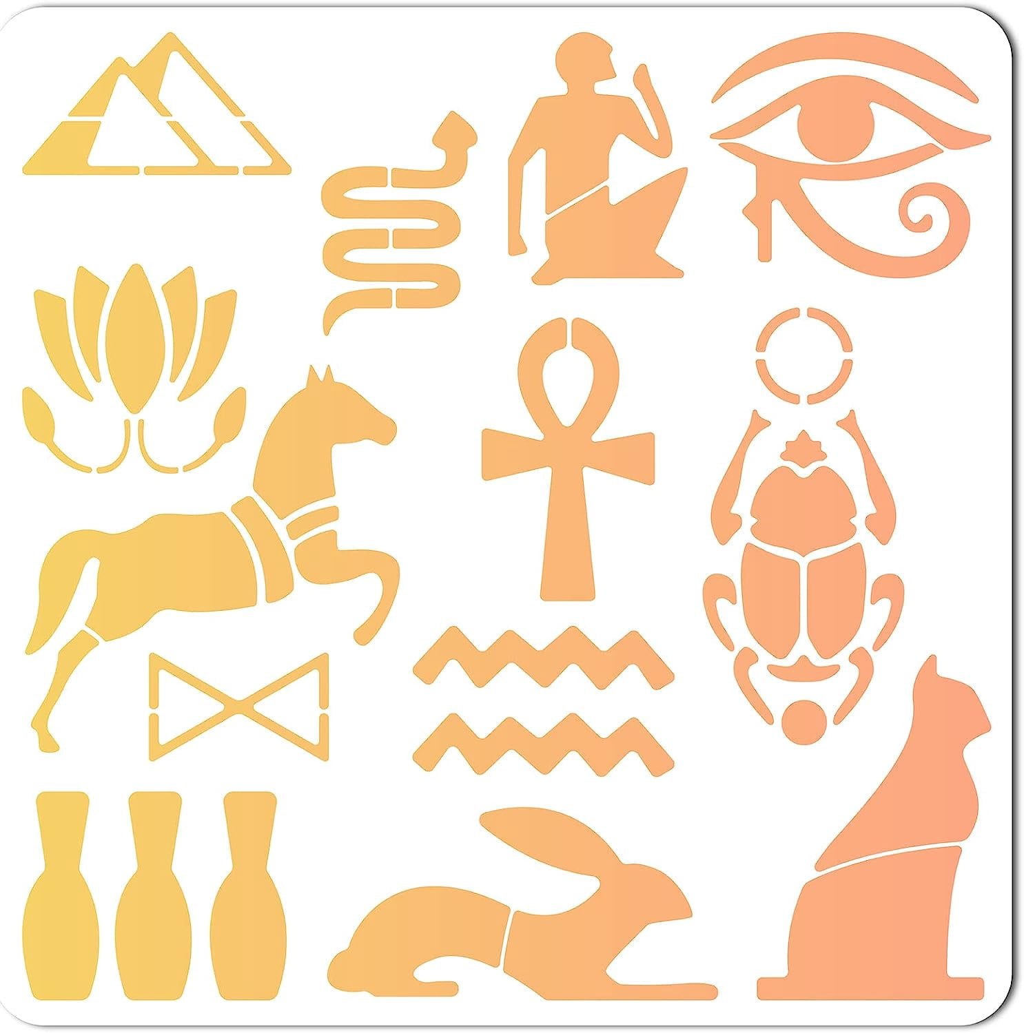 1pc Egyptian Symbol Stencil Hieroglyphic Pyramid Templates Animal Eye ...