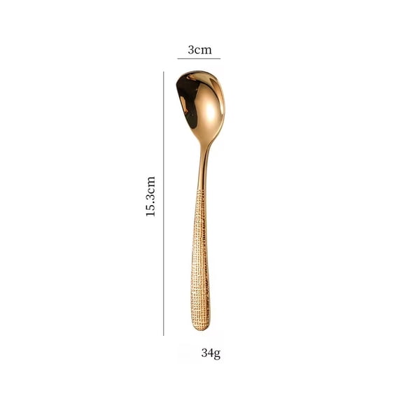 1pc, Elegant Hammered Square Head Spoon Stainless Steel Coffee Spoon ...