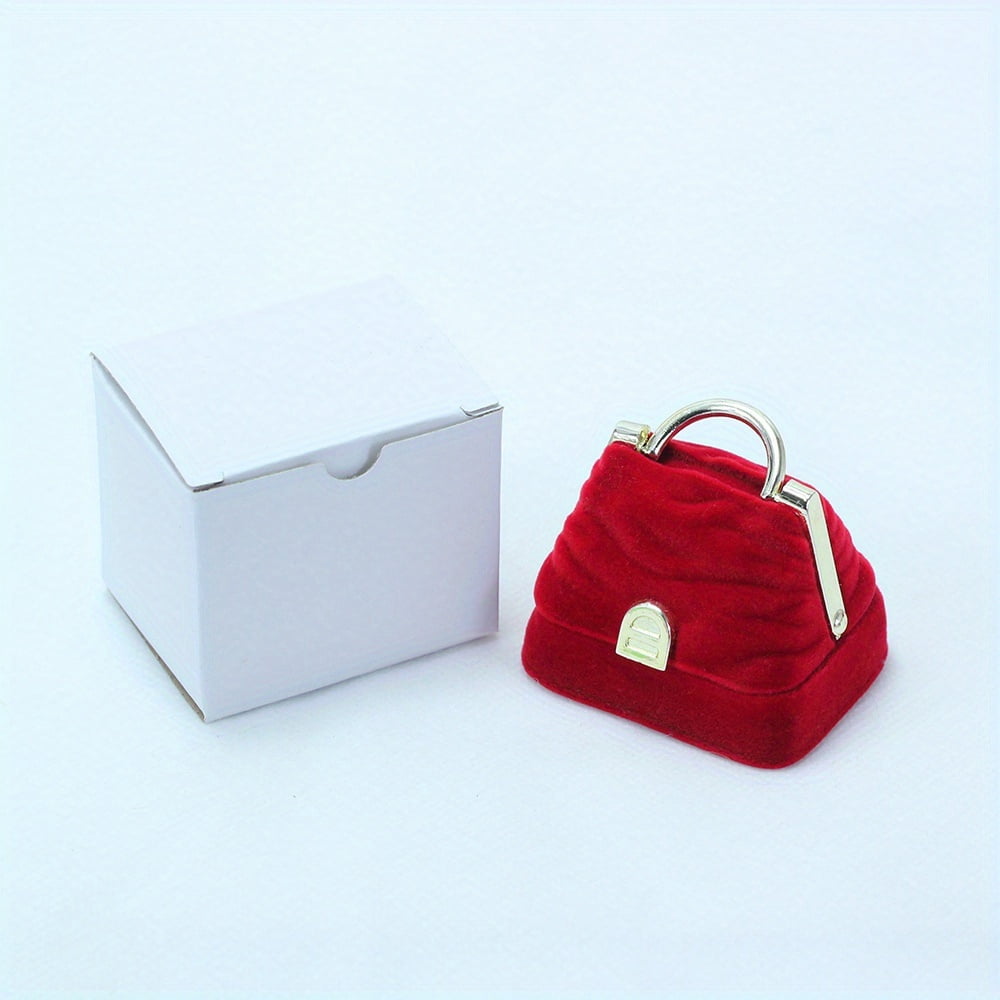 1pc Elegant Velvet Handbag-Shaped Jewelry Box with Golden-Tone Hardware ...