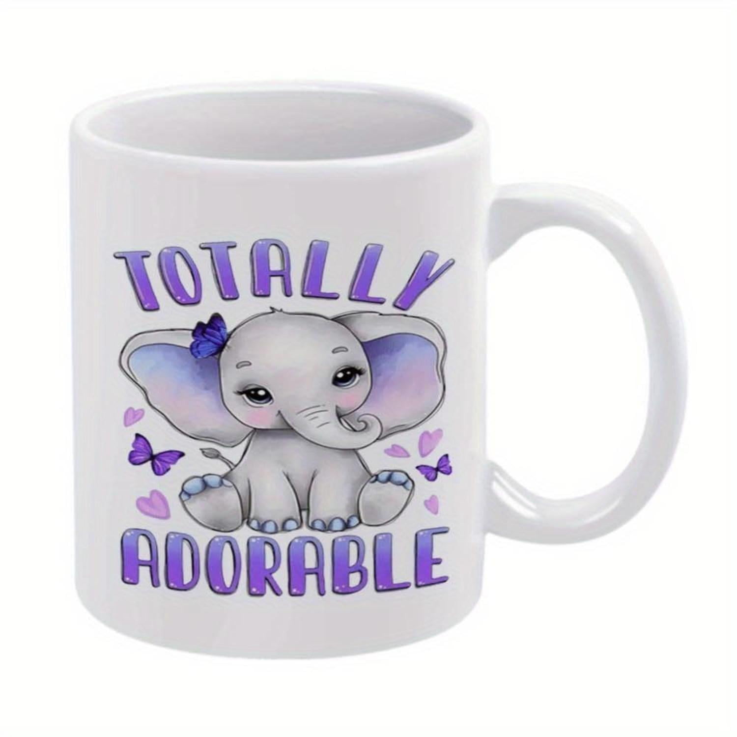 1pc Elephant 11oz Ceramic Mug Totally Design with Purple Butterflies ...