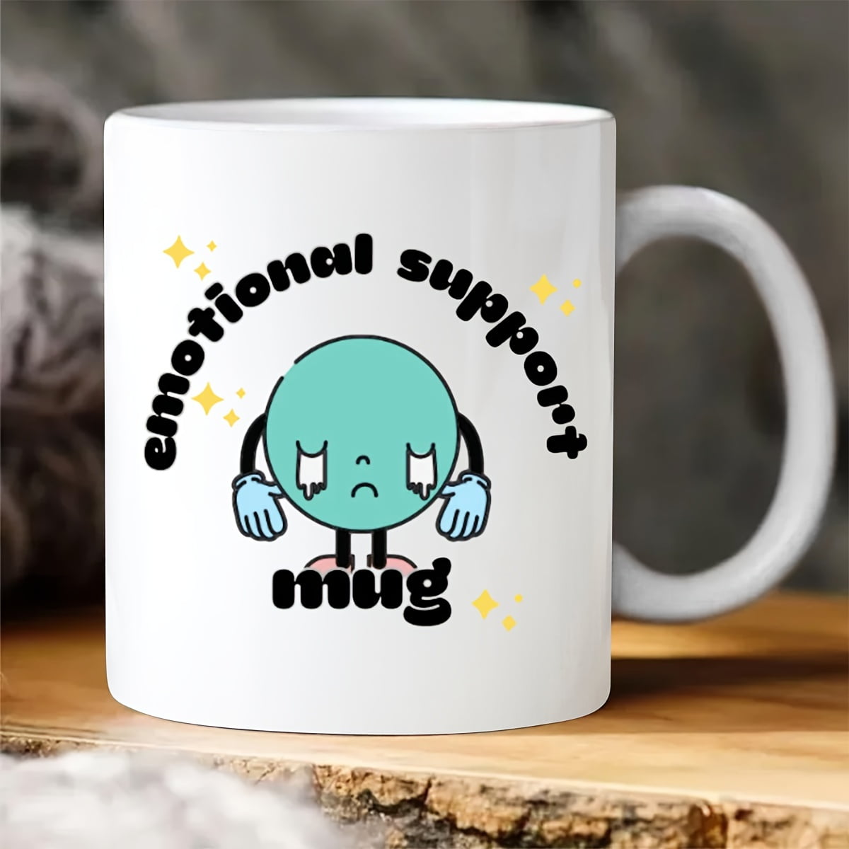 1pc, Emotional Support Ceramic Mug, Coffee Cup, Double-sided Design ...