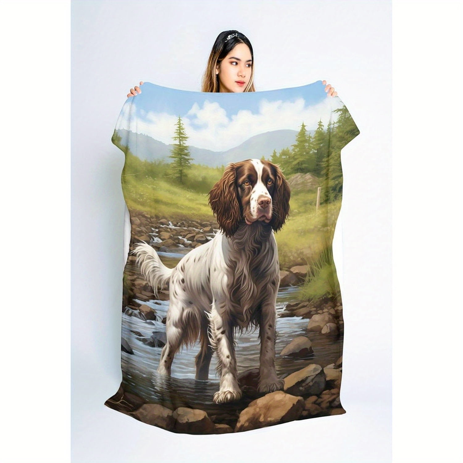 1pc English Springer Spaniel Gift Blanket Gift Travel Blanket Chair ...