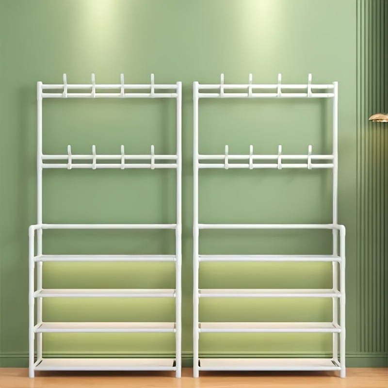 1pc Entrance Coat Rack, Foyer Shoe Rack, Multi Functional Metal Storage ...