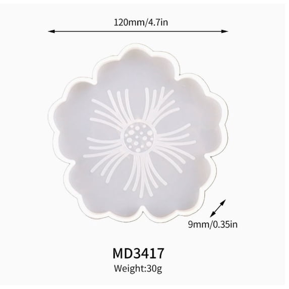 1pc Epoxy Flower Coaster Mold Set - DIY Crystal Resin Petal Fruit Plate ...