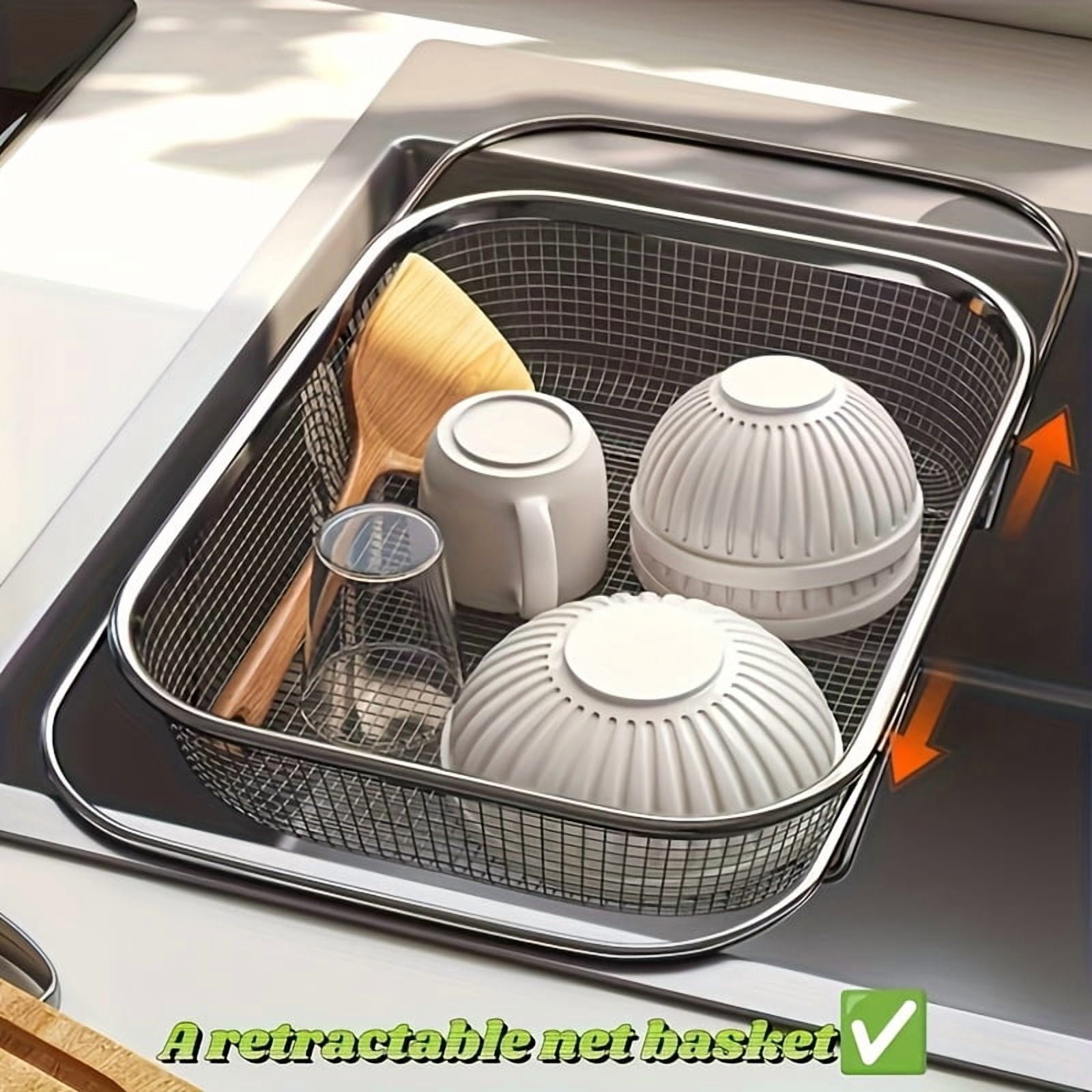 1pc Expandable Stainless Steel Sink Drain Filter Basket, Adjustable ...