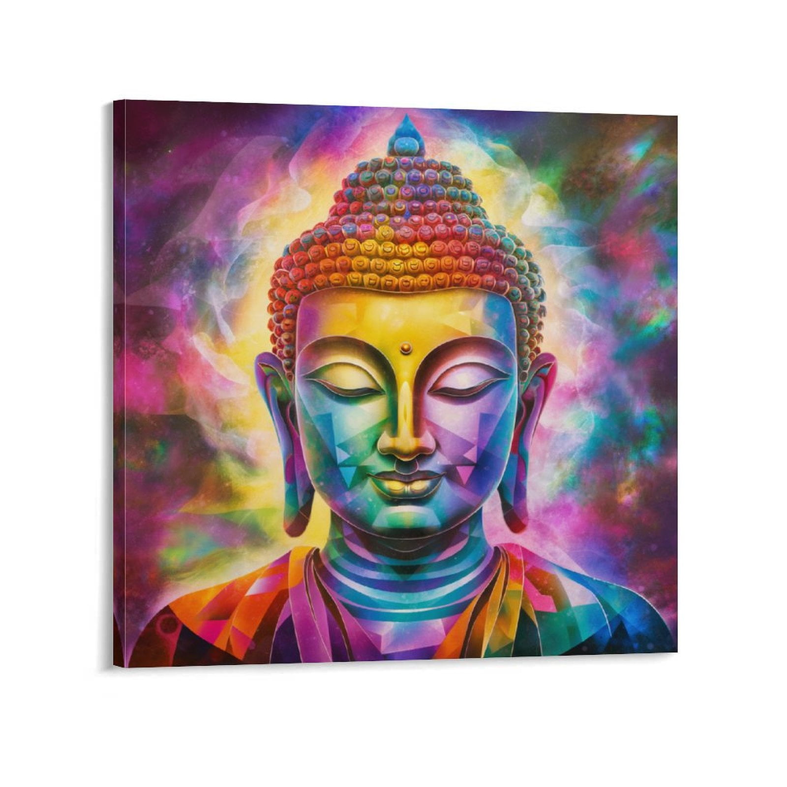 1pc Exquisite Wooden Framed Canvas Painting ,Fractal Serenity Buddha 3 ...