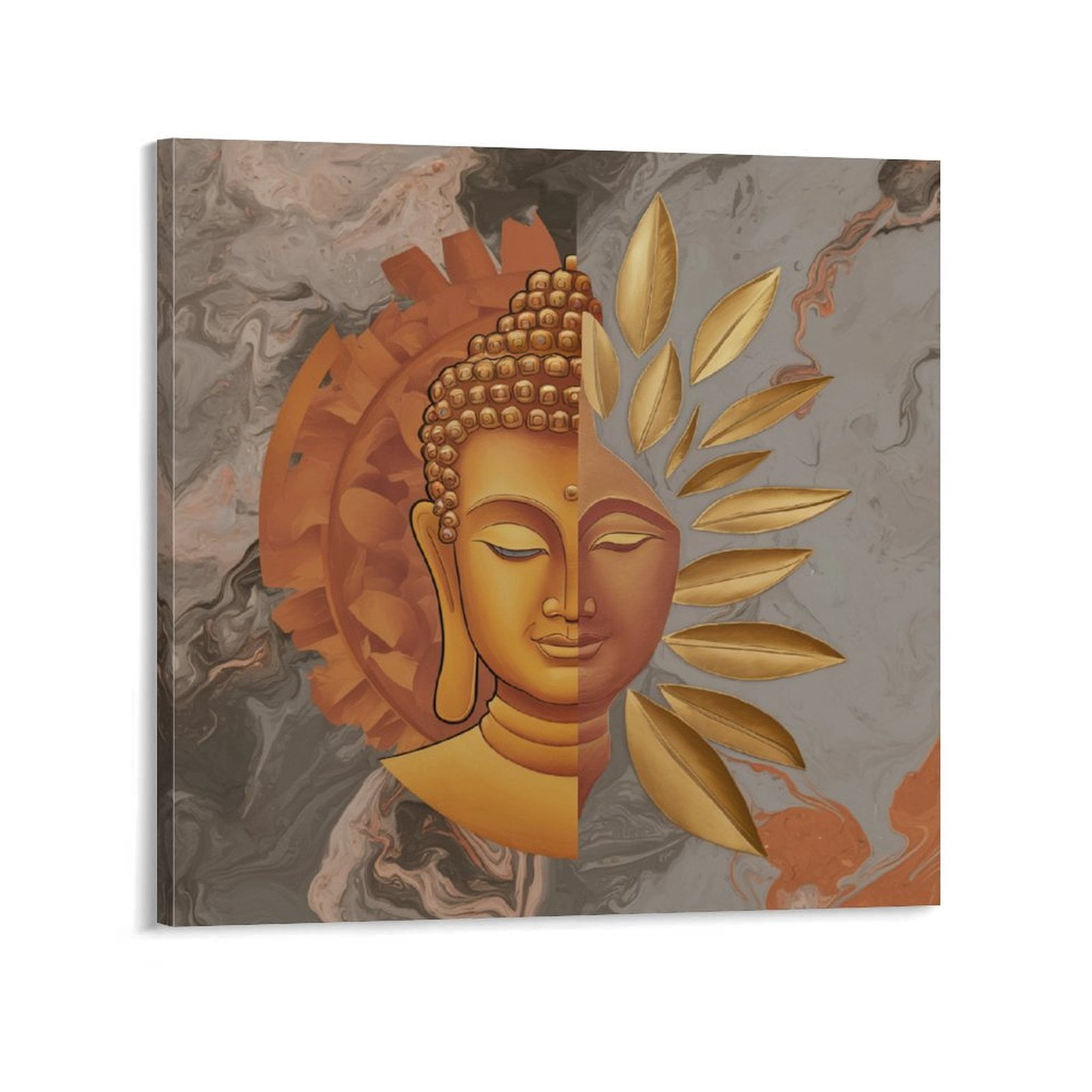 1pc Exquisite Wooden Framed Canvas Painting ,Golden Buddha Earthly ...