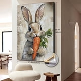 1pc Extra Large Canvas Wall Art - Adorable Bunny with Carrot, Rustic ...