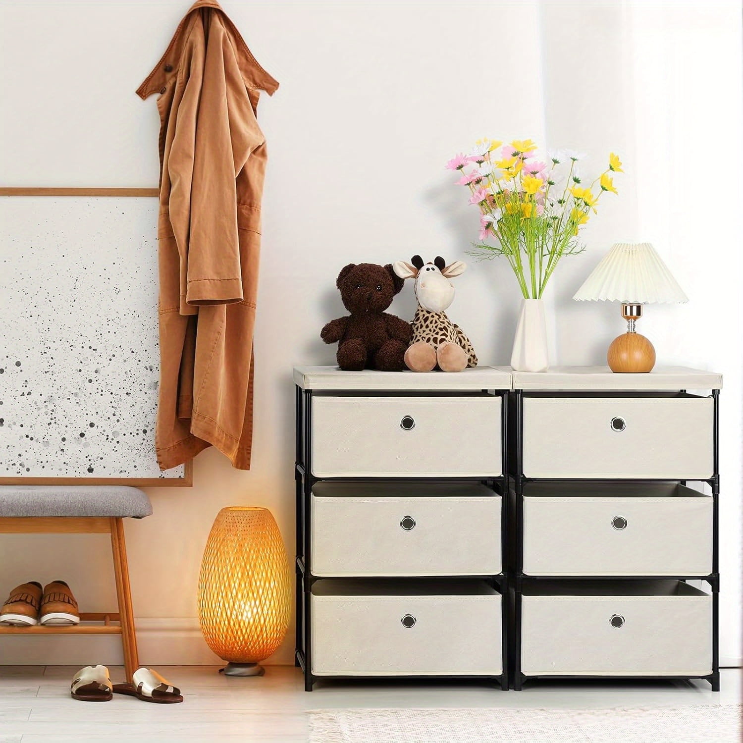 1pc Fabric Storage Cabinet, Drawer Style Storage Cabinet, Lightweight ...